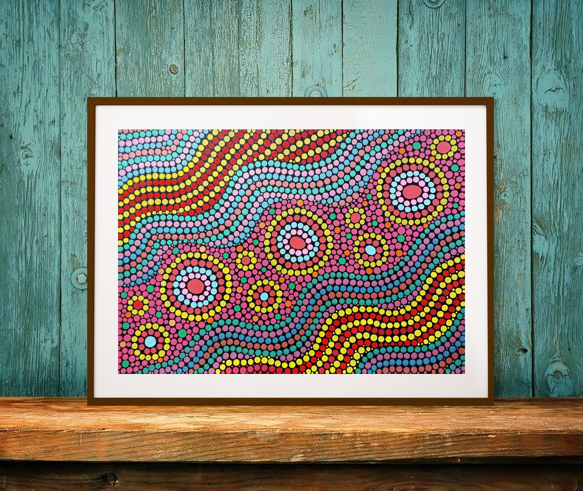 Dot Painting Pointillism Original Art 11" X 16" Mandala Dot Art Dotted ...