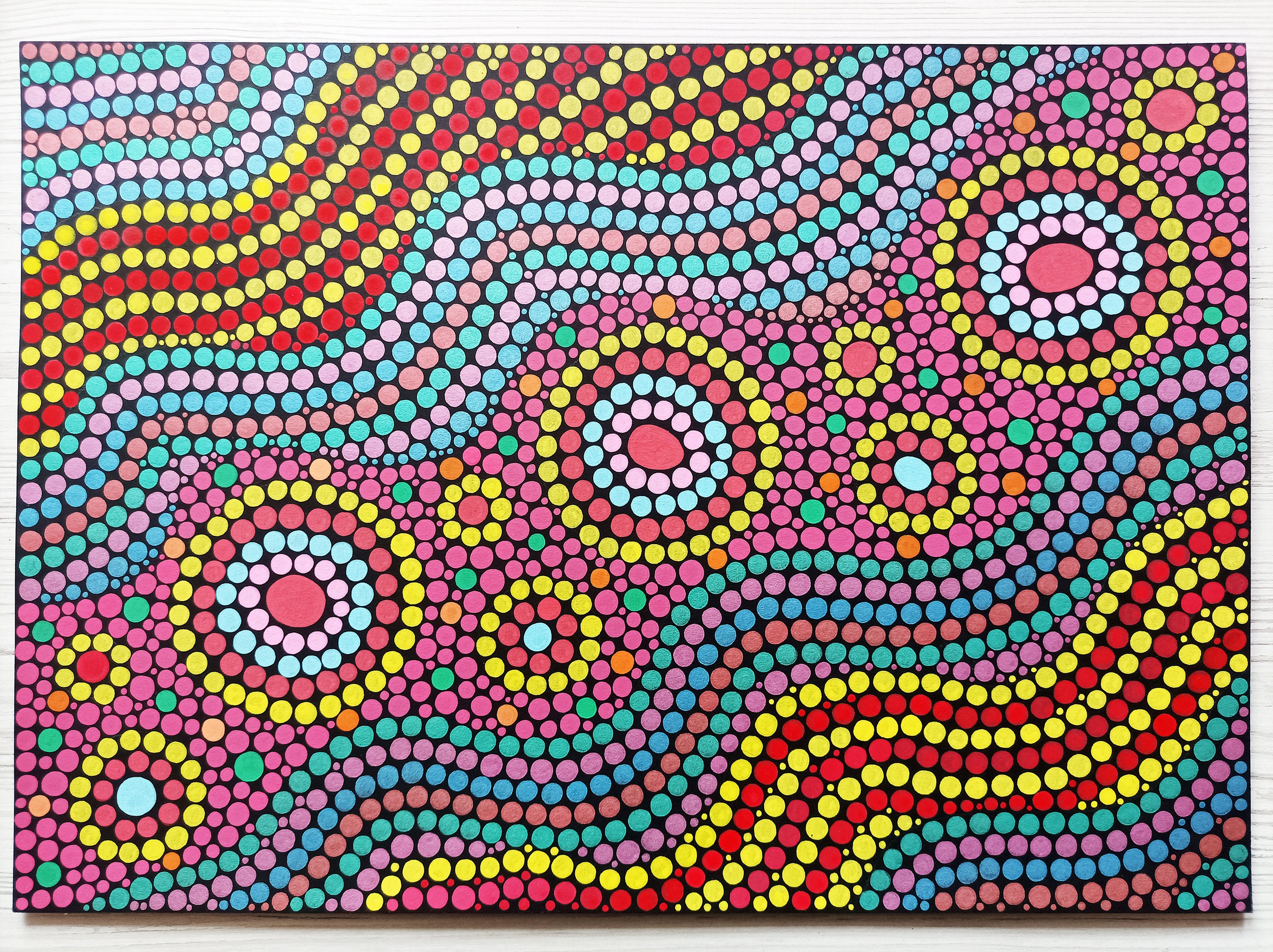 Dot Painting Pointillism Original Art 11 X 16 Mandala Dot Art Dotted ...