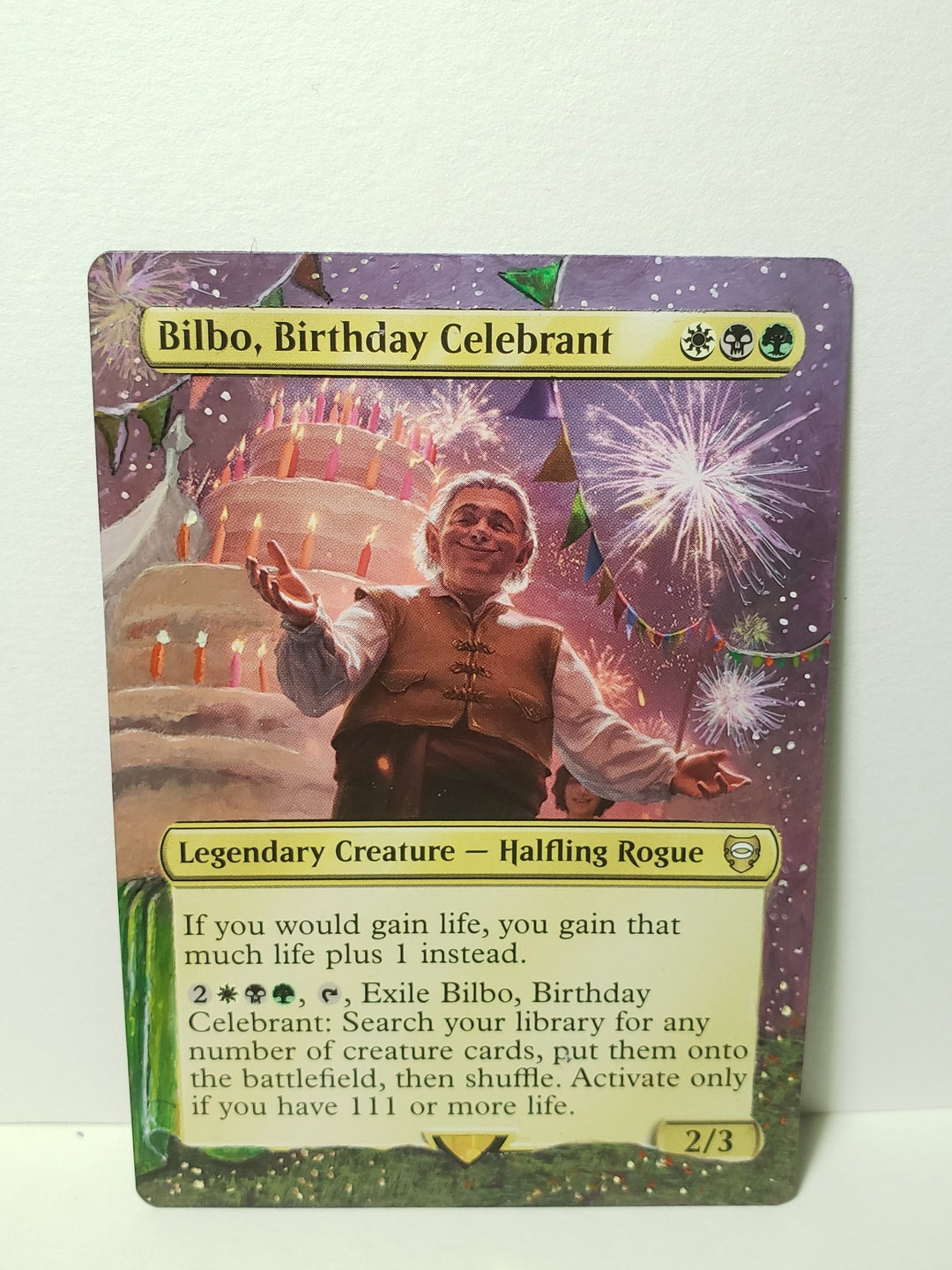 Bilbo, Birthday Celebrant - MTG Altered Art - Manipulatedmtg - Etsy
