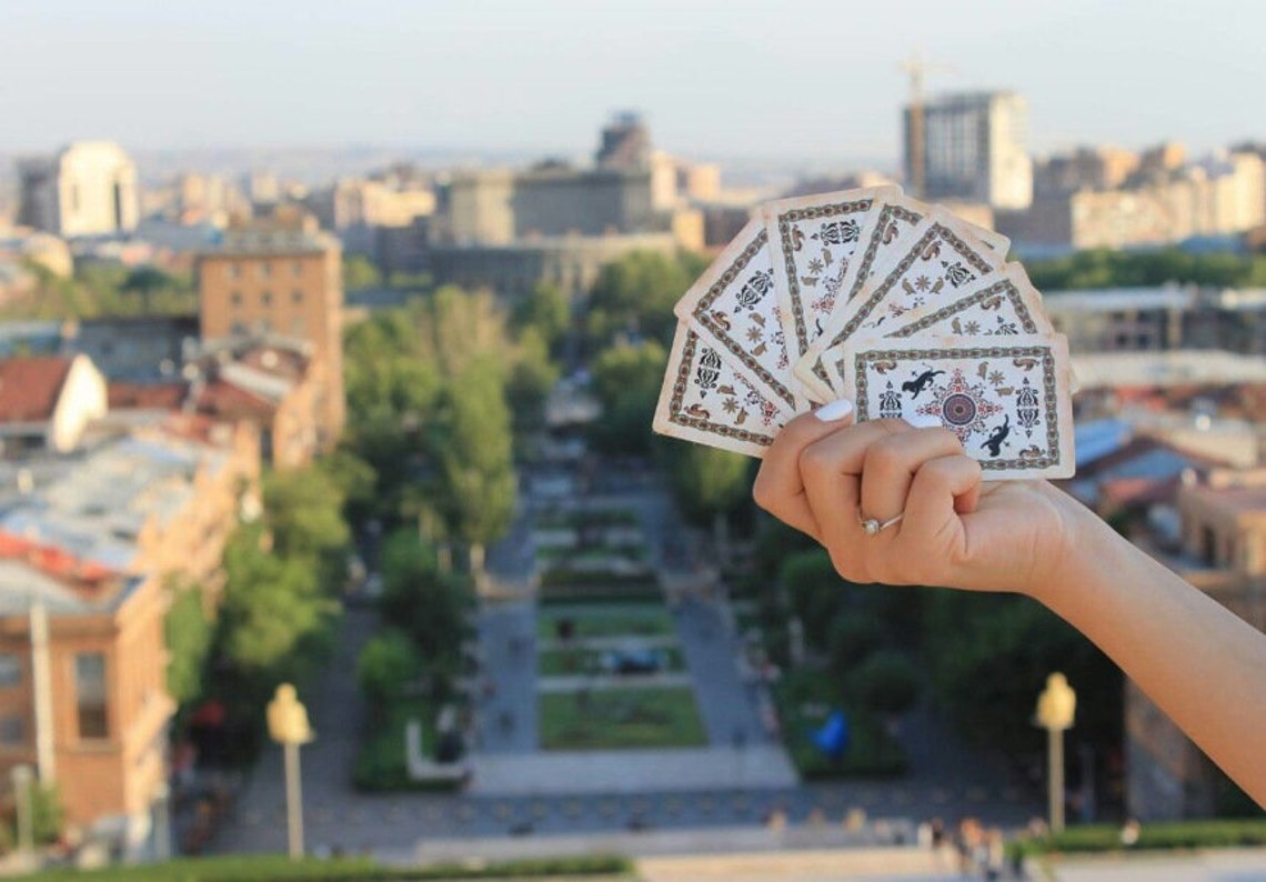 Armenian vintage playing cards in Leather boxCard | Etsy