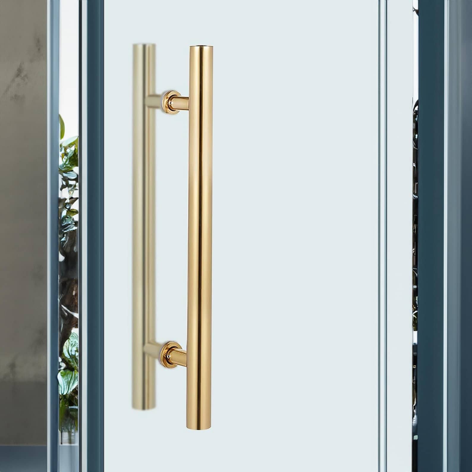 Entry Door Handle GOLD BRUSHED Round ‘H’ Shape 36" and 24" Door Pull ...