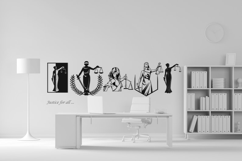 Lady Justice Themis Rectangular Metal Wall Art, Lawyer Office Decor ...