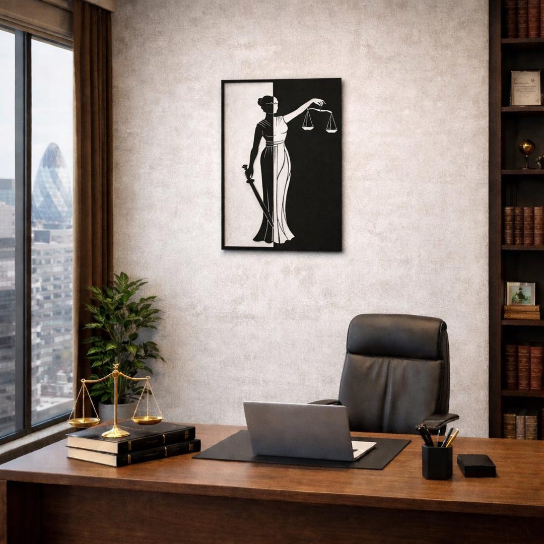 Lady Justice Themis Rectangular Metal Wall Art, Lawyer Office Decor ...