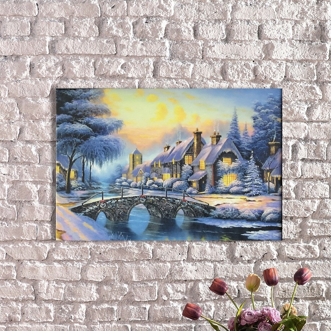 LED Illuminated Canvas Art Winter Wonderland LED Light up - Etsy UK