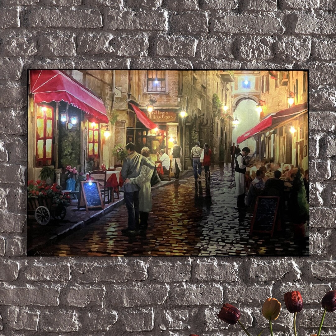 LED Illuminated Canvas Art A Romantic Evening in the Alley-relive the ...