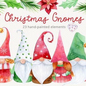 Christmas Gnome Clipart, Scandinavian Winter Holiday Gnomes, Christmas ...