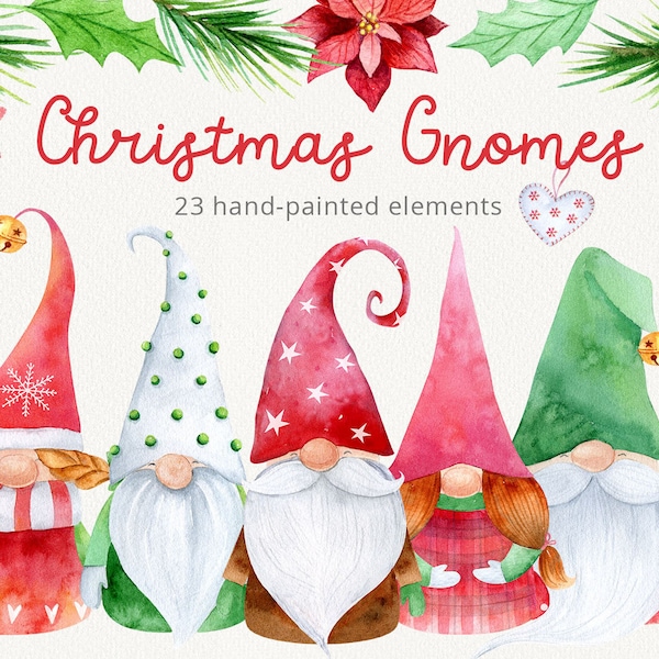 Christmas Gnome Clipart - Etsy