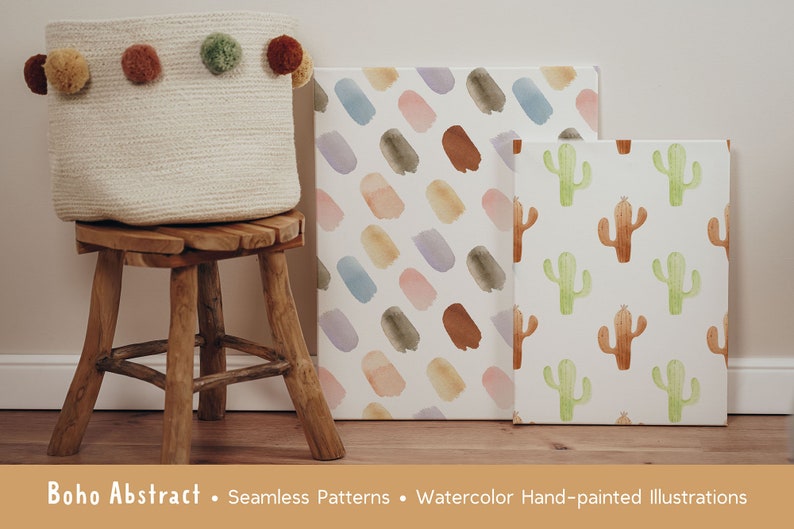 Boho digital scrapbook paper Modern landscape clipart Moon | Etsy