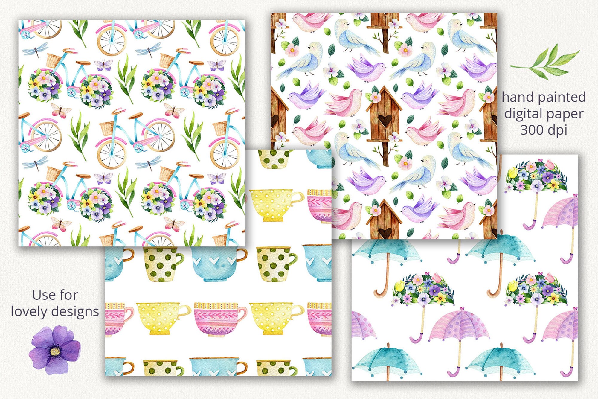 Watercolor Flower Digital Paper Pack. Spring Paper. Summer | Etsy