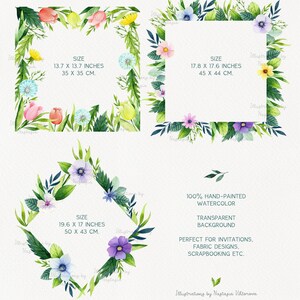 Flower Frame Png, Wildflowers Summer Clipart, Watercolor Leaf Floral ...