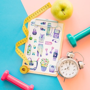 Fitness Clipart. Sport and Gym Clip Art. Healthy Lifestyle and Food ...