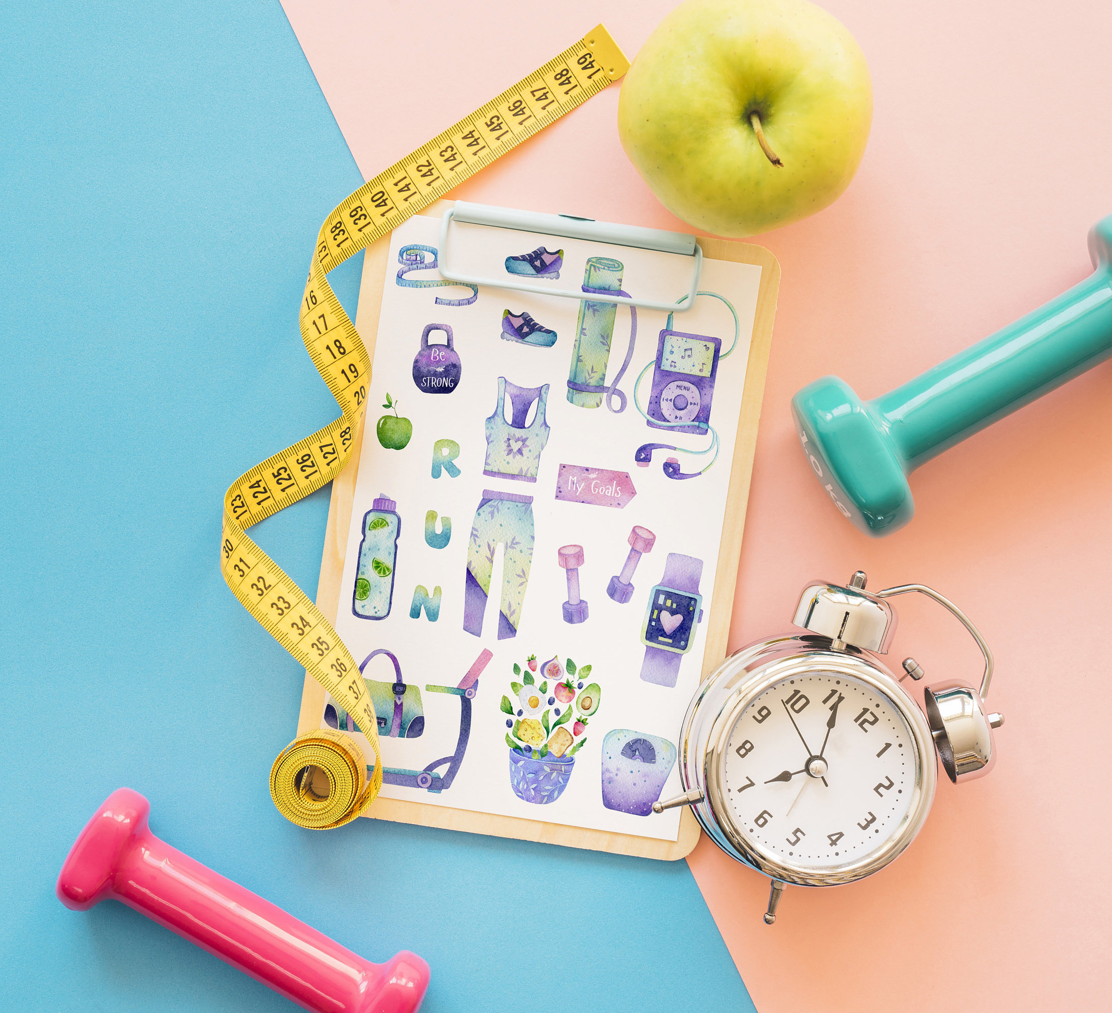 Fitness Clipart. Sport and Gym Clip Art. Healthy Lifestyle and - Etsy