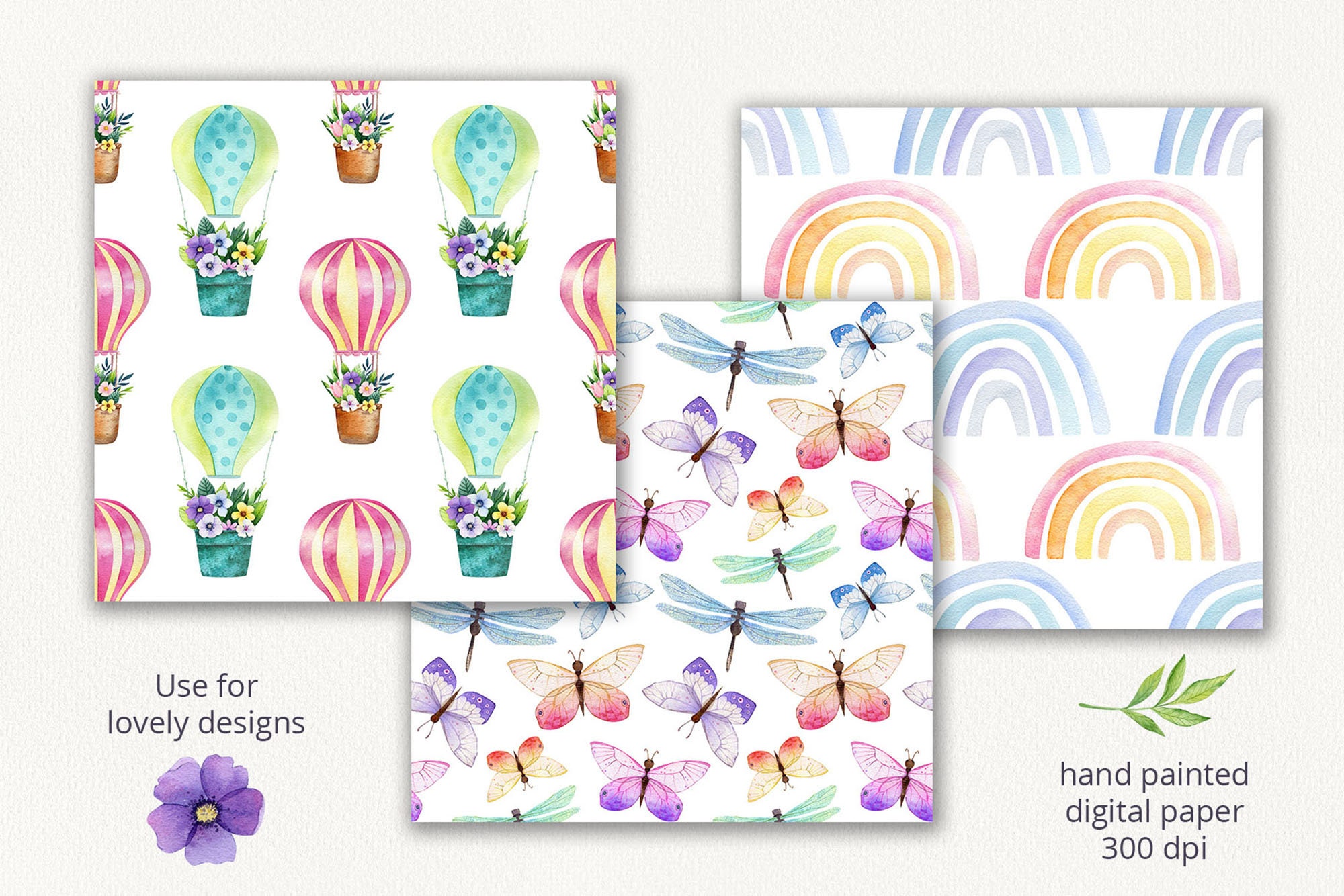 Watercolor Flower Digital Paper Pack. Spring Paper. Summer | Etsy