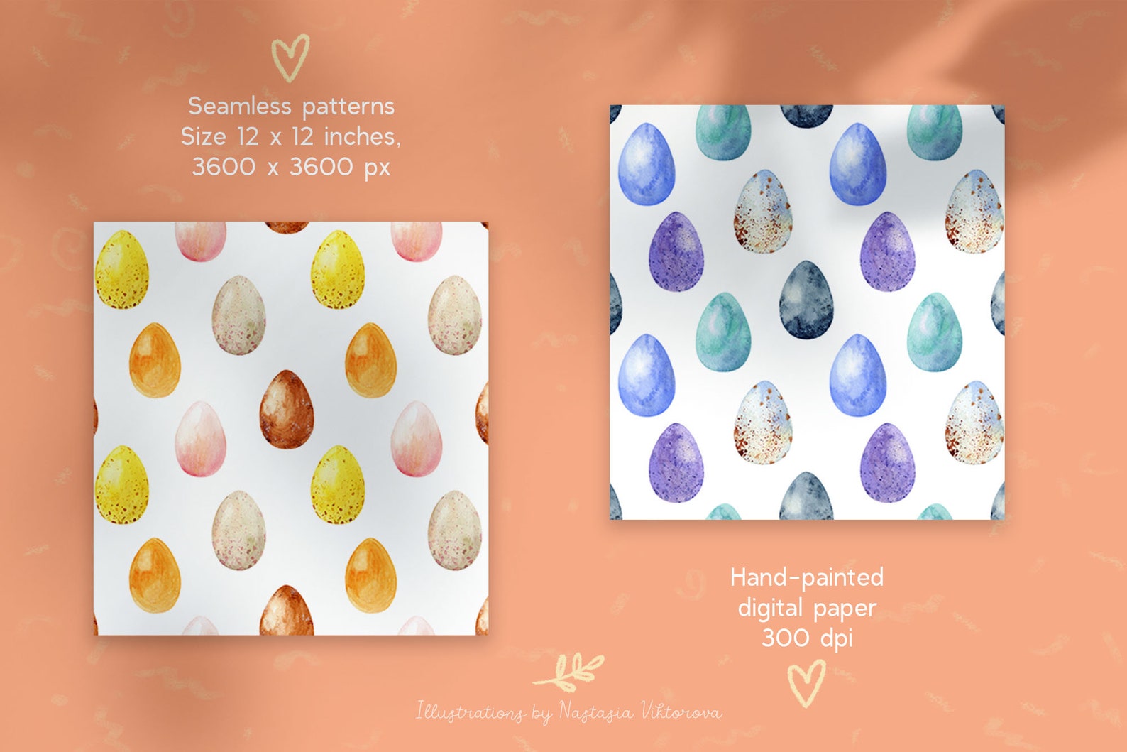 Easter Eggs Digital Paper Spring Scrapbook Paper Hand-drawn | Etsy