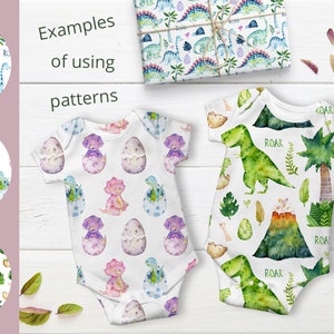 Dinosaur Digital Paper Pack. Cute Dino Printable Papers. Watercolor ...