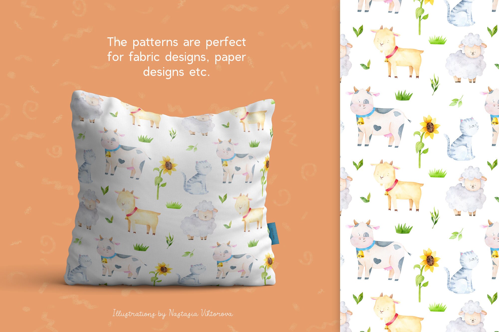 Watercolor Farm Animal Digital Paper Cute Baby Animal - Etsy