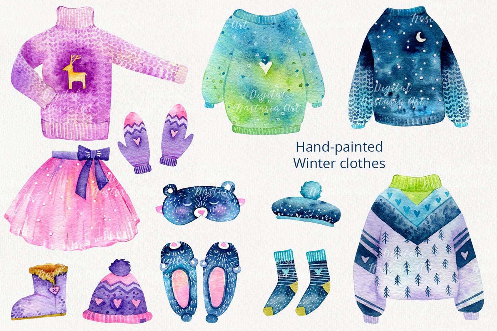 Christmas Watercolor Clipart Watercolor Winter Holiday Clip | Etsy