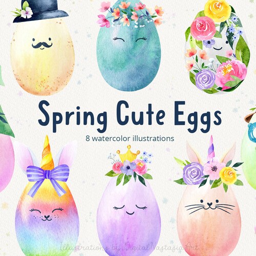 Watercolor Easter Eggs Clipart Illustration. Hand Painted - Etsy