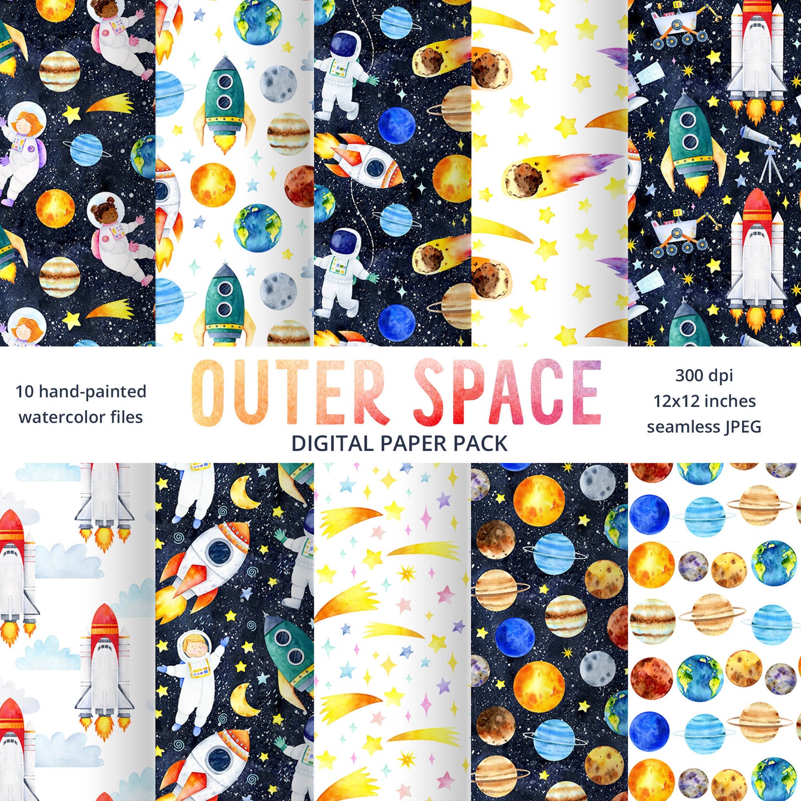 Space Seamless Digital Paper Galaxy Colorful Scrapbook Paper | Etsy