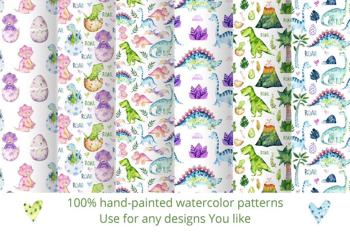 Dinosaur Digital Paper Pack. Cute Dino Printable Papers. - Etsy
