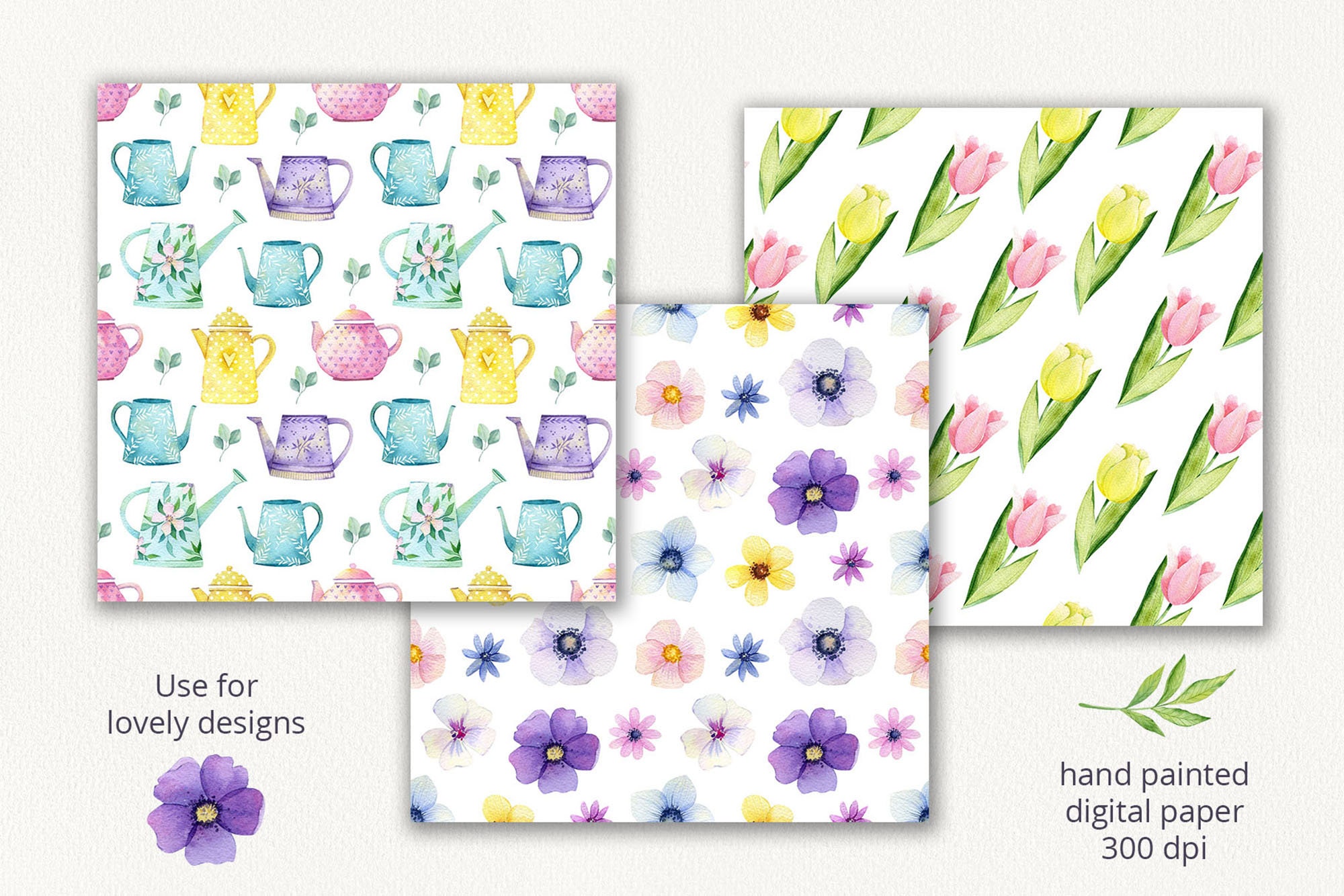 Watercolor Flower Digital Paper Pack. Spring Paper. Summer | Etsy