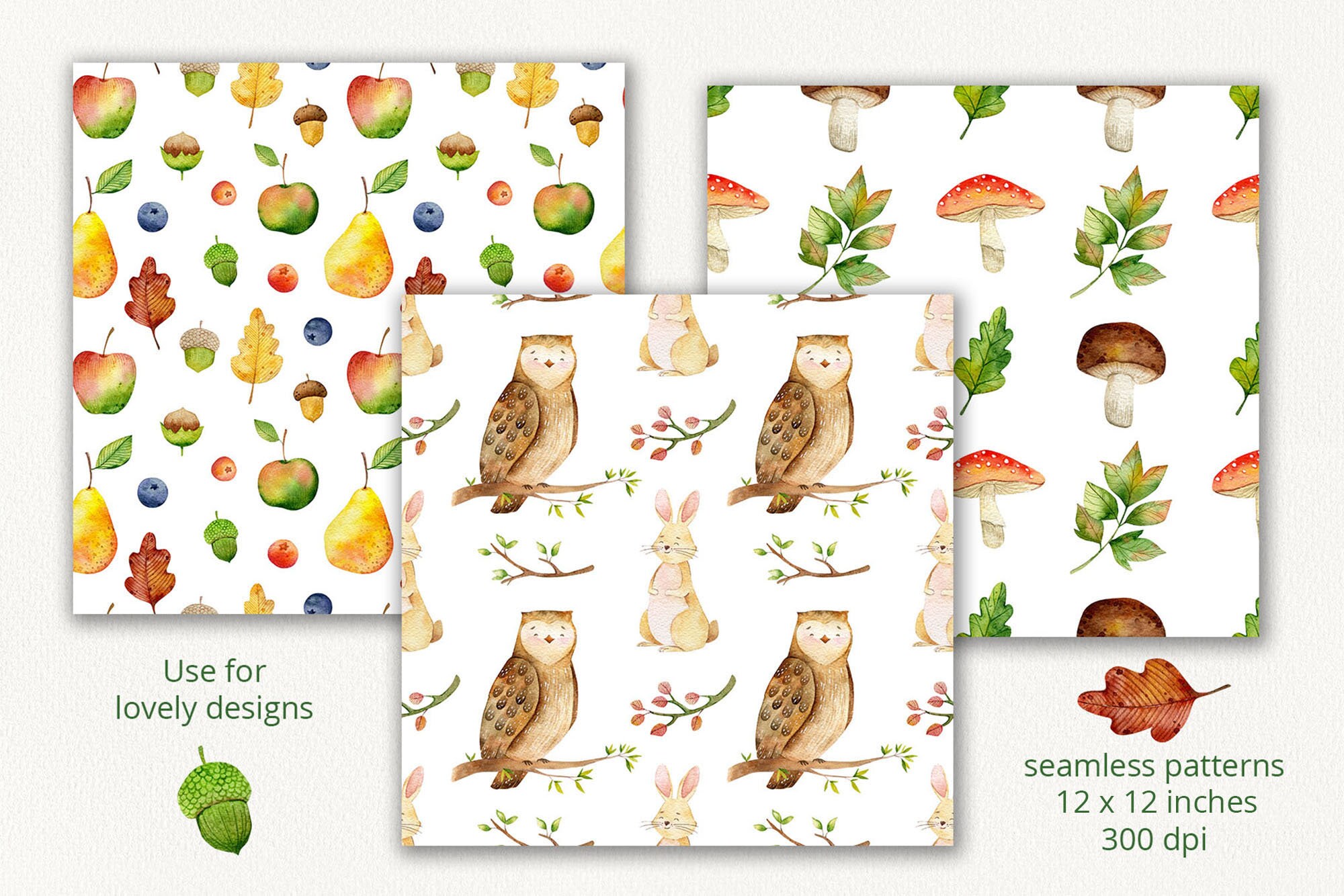 Forest Digital Papers Pack. Woodland Paper Pack. Autumn - Etsy