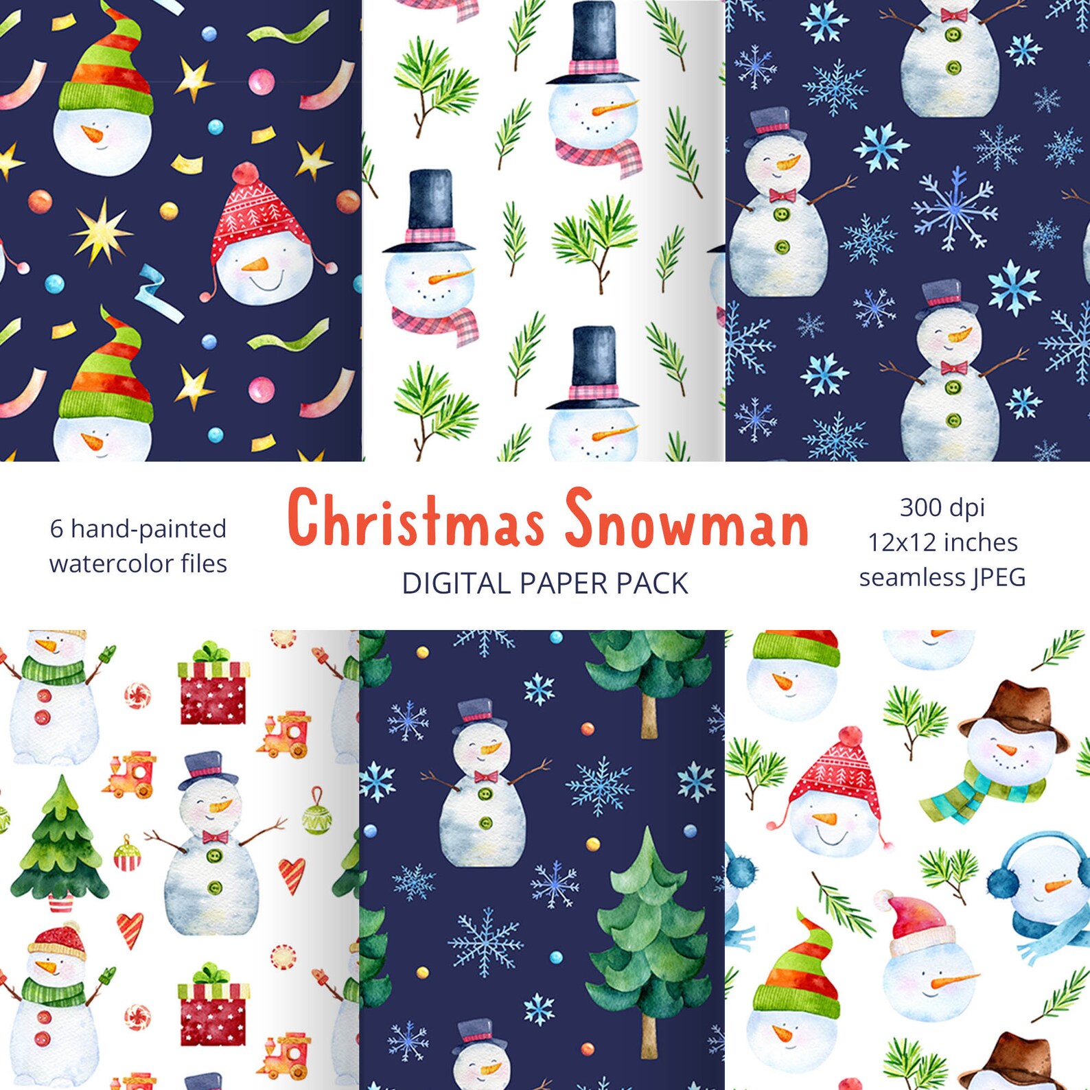 Winter Digital Paper Christmas Seamless Pattern Christmas - Etsy