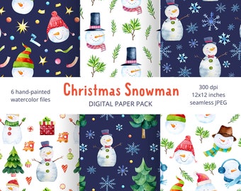 Winter Digital Paper Pack Snowman Christmas Seamless - Etsy