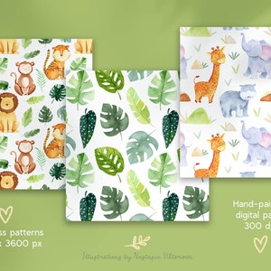 Jungle Animal Digital Paper, Safari Nursery Art, Jungle Baby Shower ...