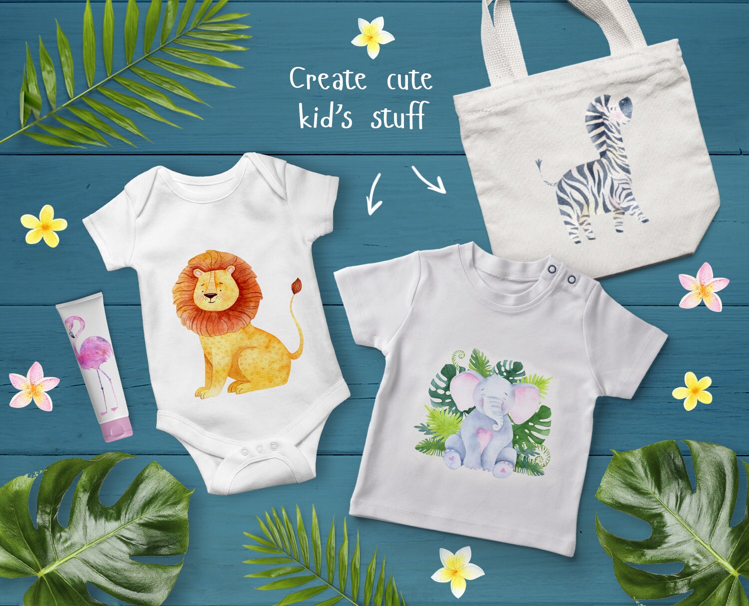 Jungle Animlas Safari Watercolor Clipart Babyshower Jungle | Etsy