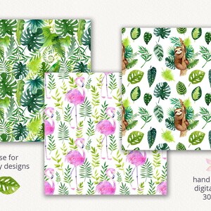 Jungle Animals Digital Paper. Watercolor Safari Scrapbook Pattern ...