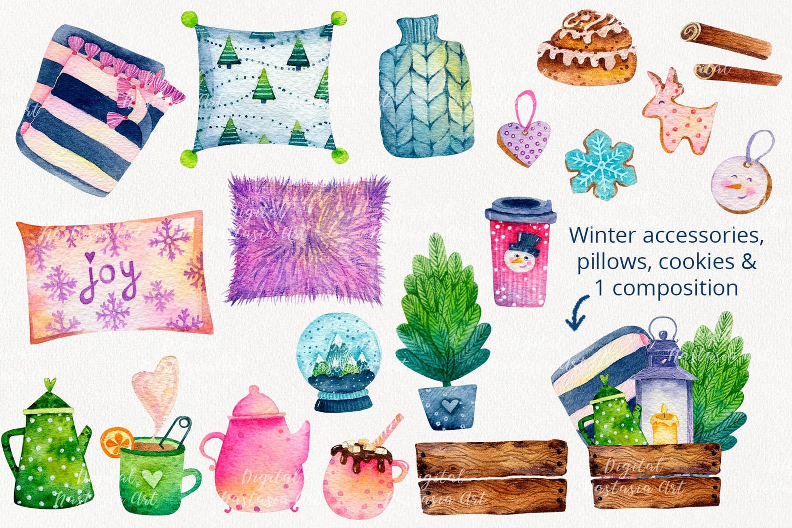 Christmas Watercolor Clipart Watercolor Winter Holiday Clip | Etsy