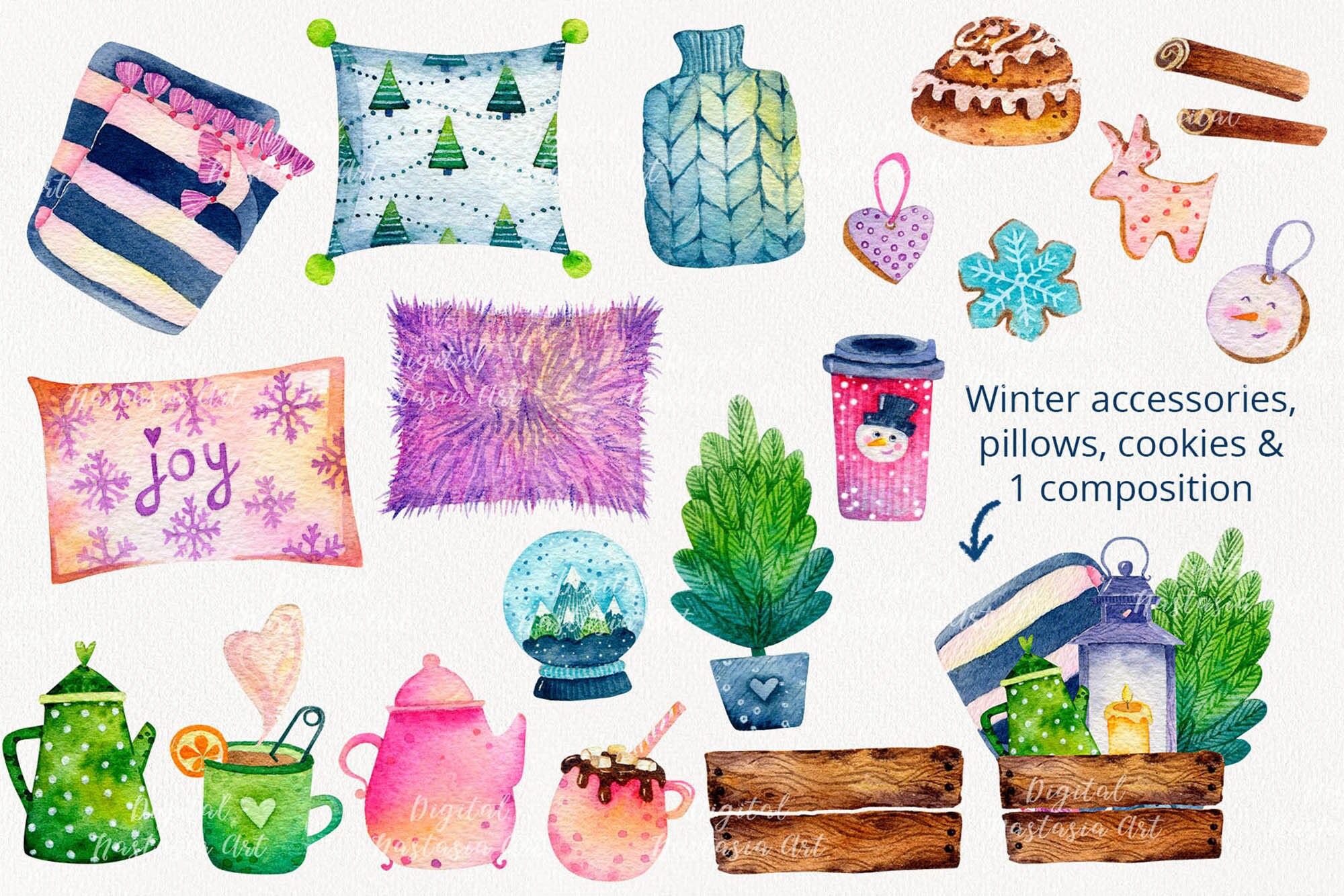 Christmas Watercolor Clipart Watercolor Winter Holiday Clip - Etsy