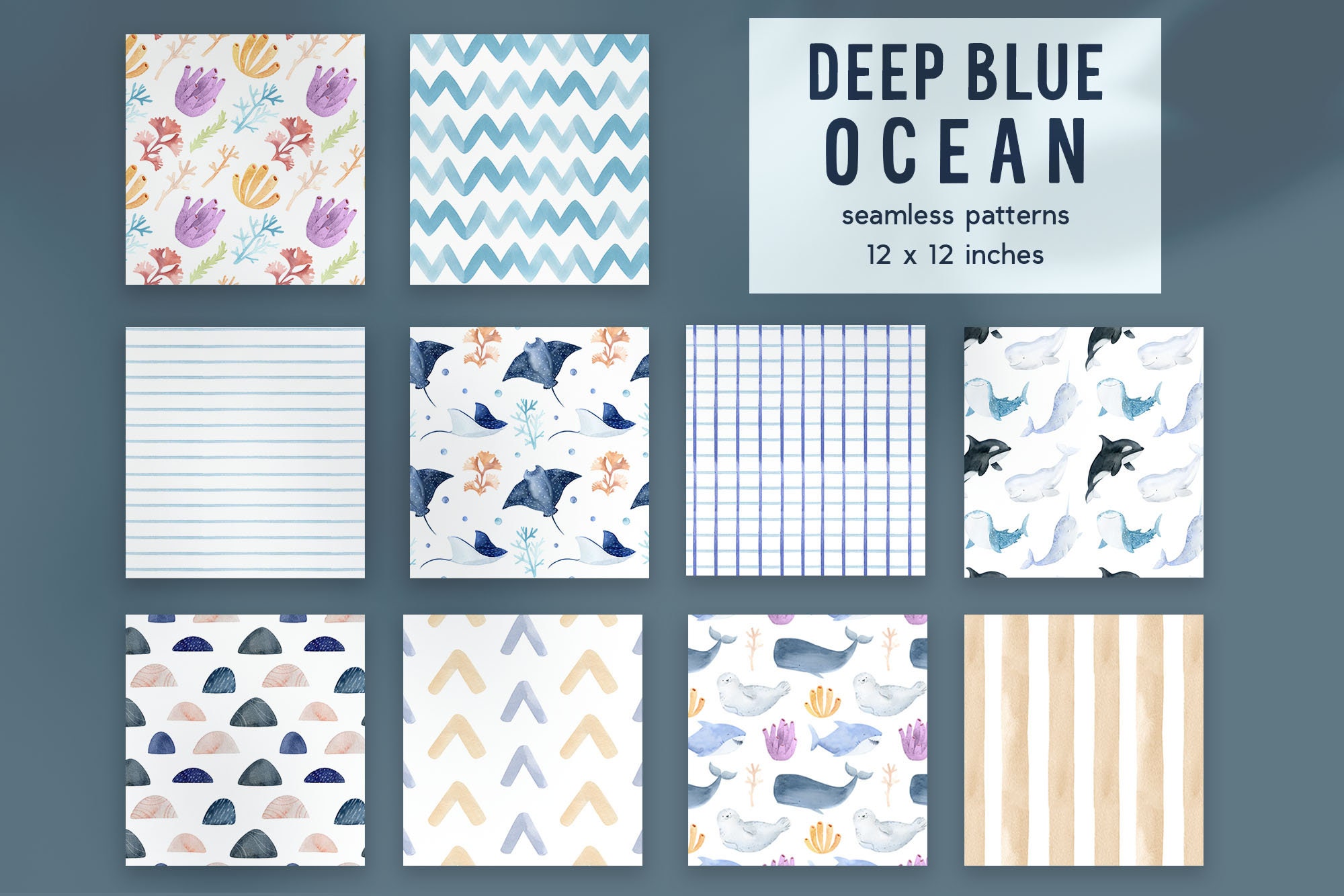 Ocean Seamless Patterns Under the Sea Baby Shower Digital - Etsy