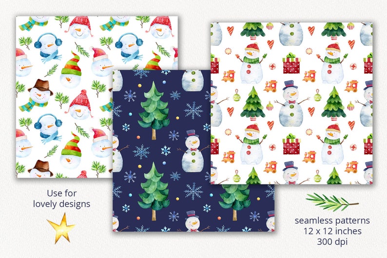 Winter Digital Paper Christmas Seamless Pattern Christmas - Etsy