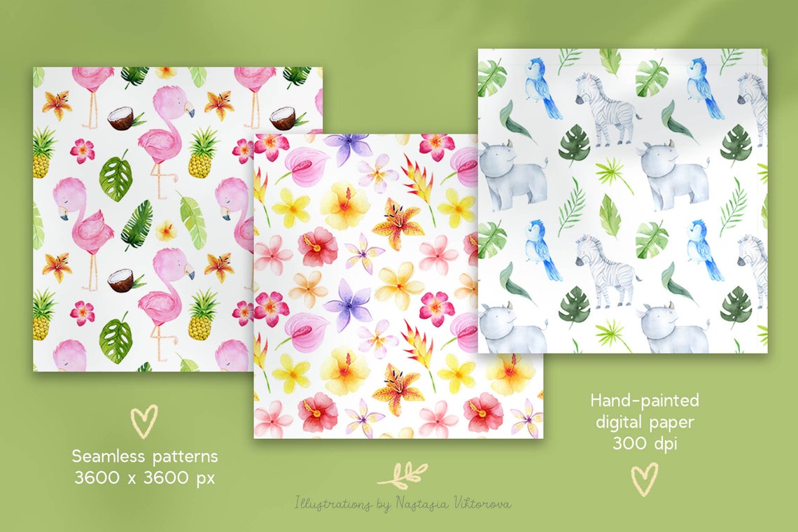 Jungle Animal Digital Paper Safari Nursery Art Jungle Baby - Etsy