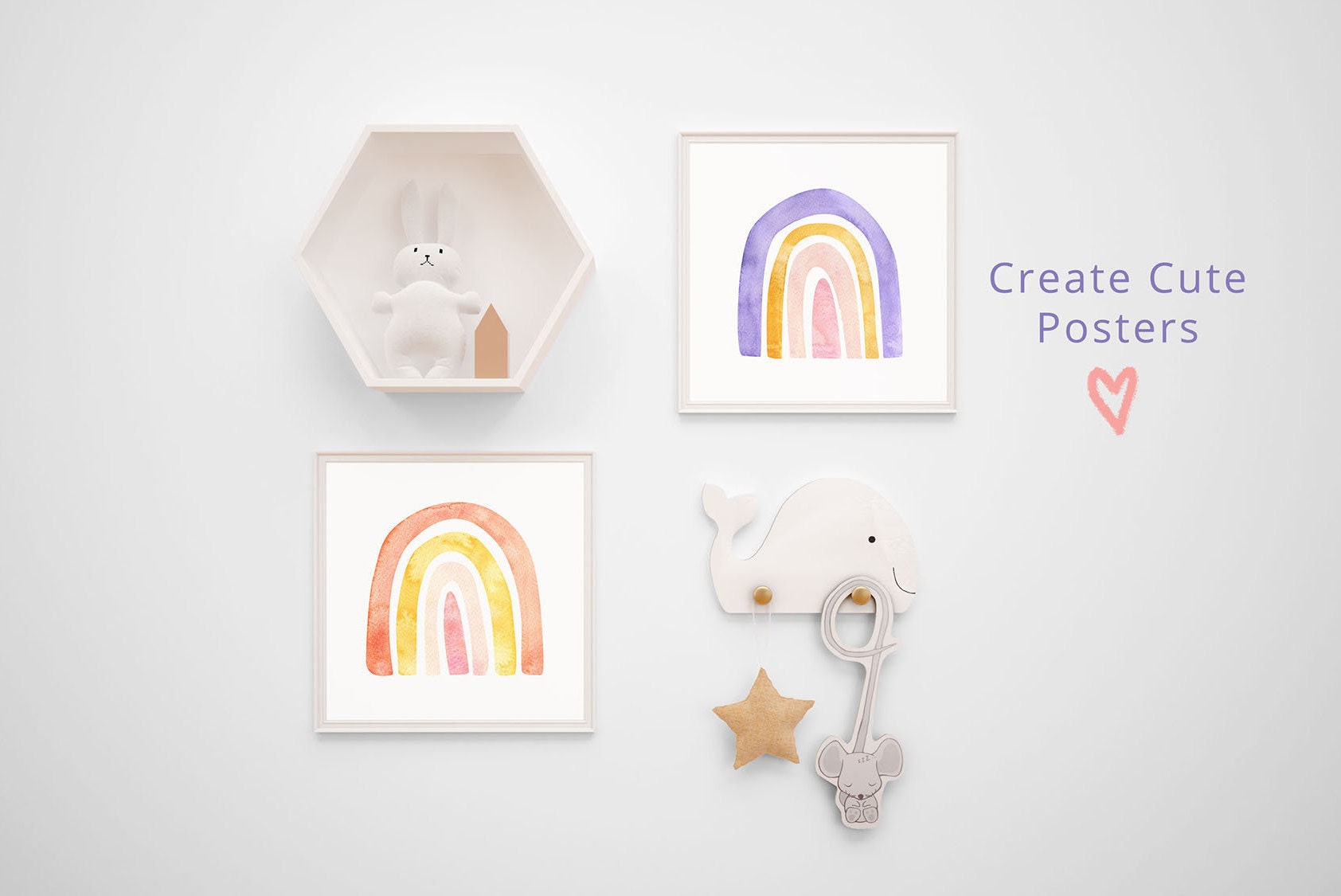 Watercolor Modern Rainbow Clip Art. Hand Painted Boho - Etsy