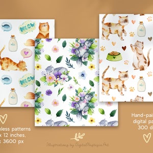 Cat Digital Paper. Kittens Scrapbook Paper. Cute Kitty Patterns ...