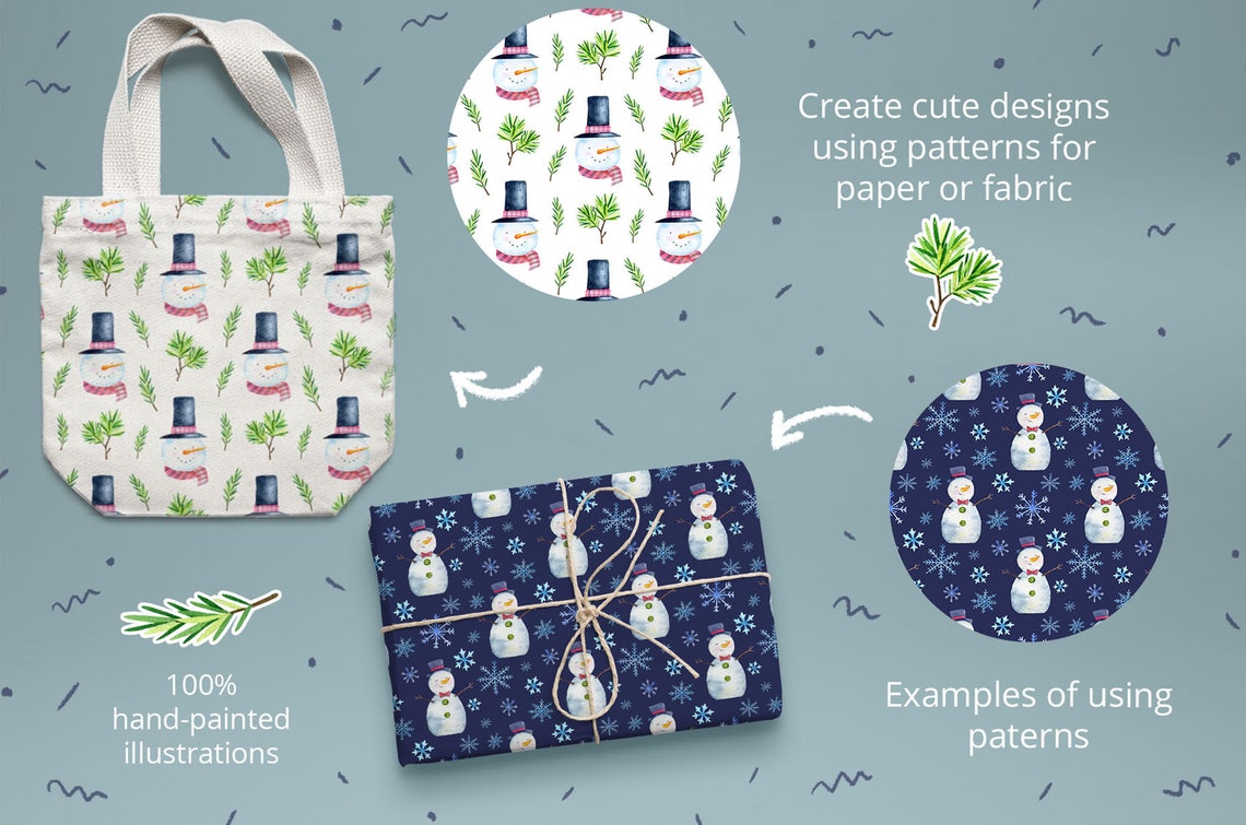 Winter Digital Paper Christmas Seamless Pattern Christmas | Etsy