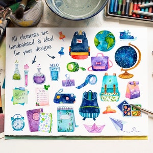 Back to School Clipart, School Watercolor, School Clip Art, Autumn Png ...