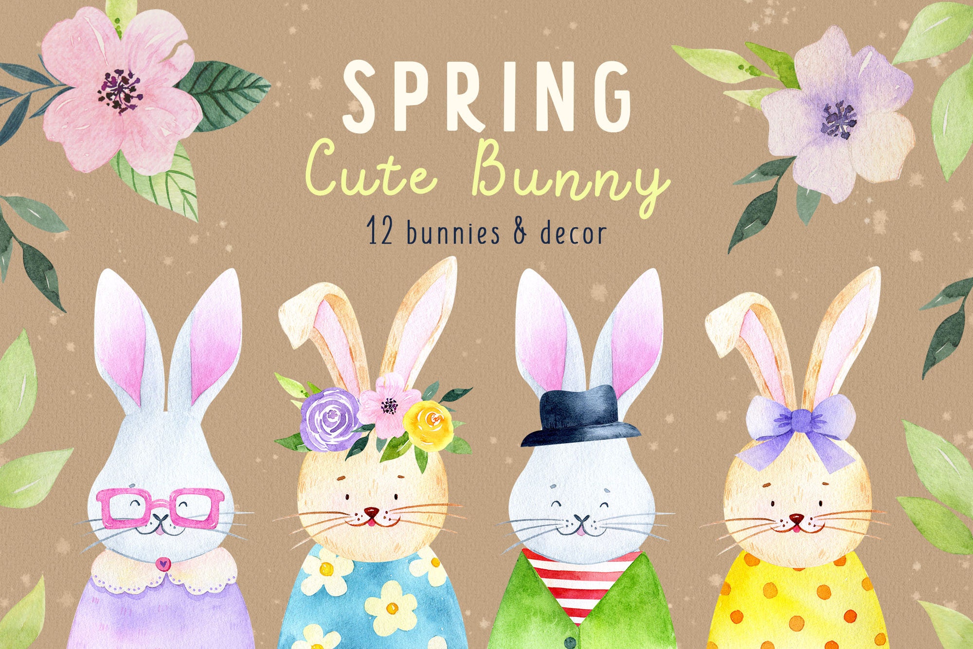 Bunny Baby shower clipart Easter bunny png Spring floral | Etsy
