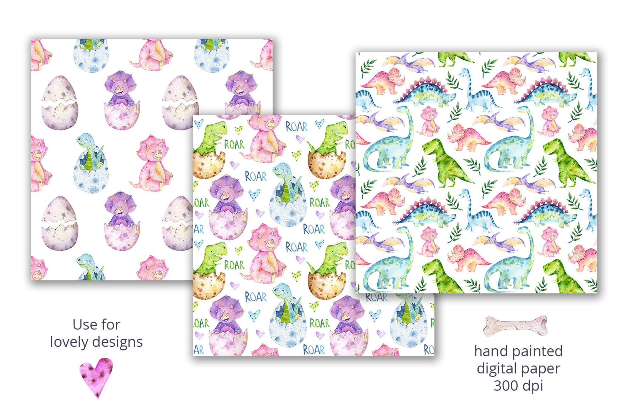 Dinosaur Digital Paper Pack. Cute Dino Printable Papers. - Etsy