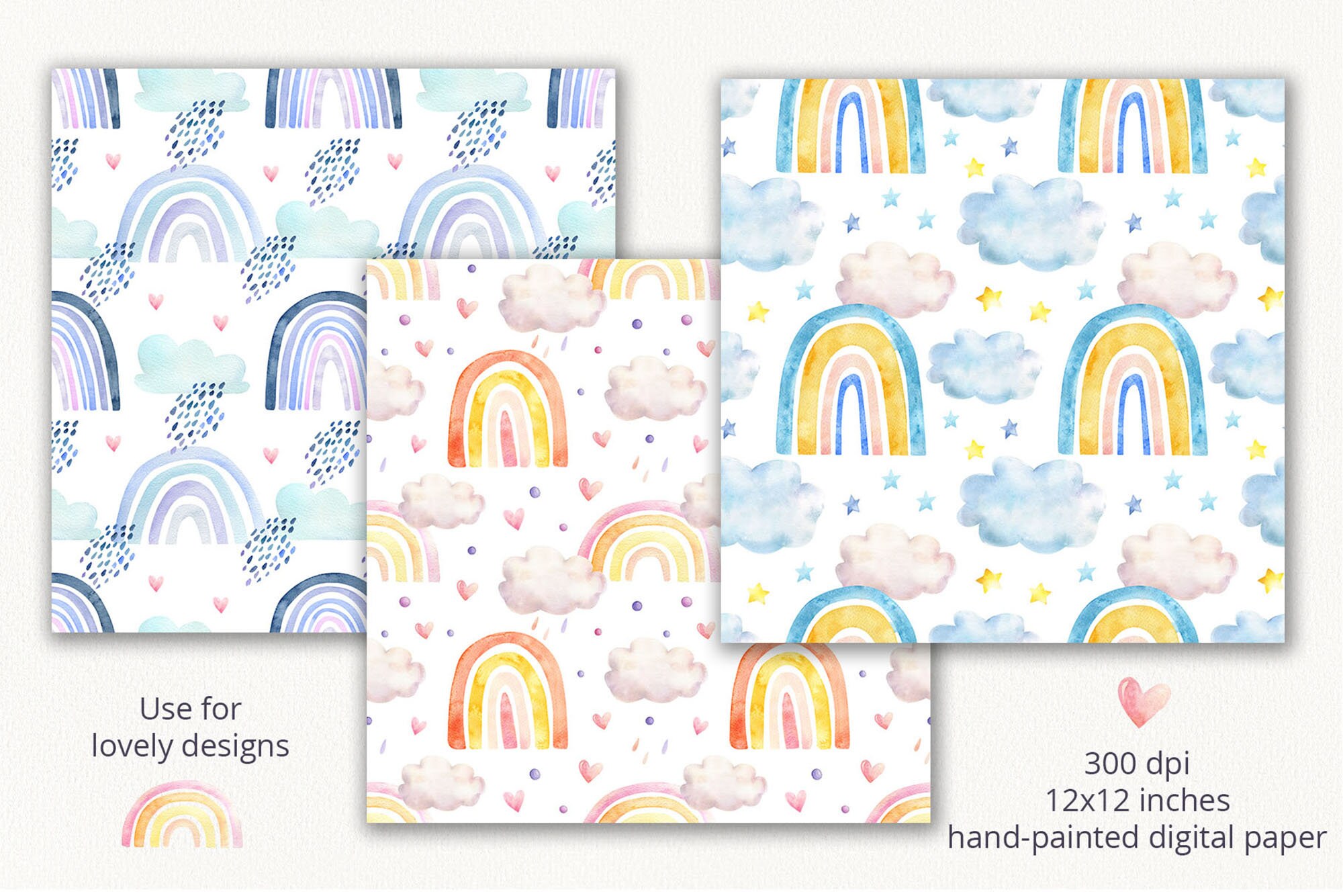 Watercolor Pastel Rainbow Digital Paper Pack. Rainbow - Etsy