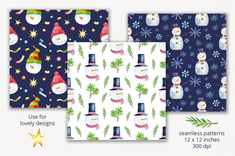 Winter Digital Paper Christmas Seamless Pattern Christmas | Etsy