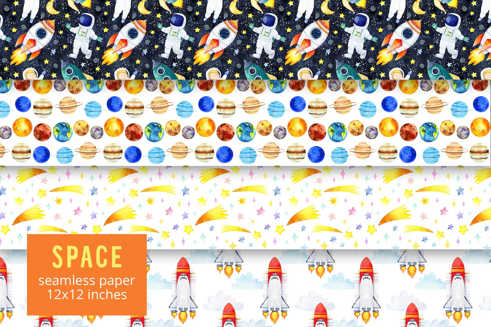 Space Seamless Digital Paper Galaxy Colorful Scrapbook Paper | Etsy