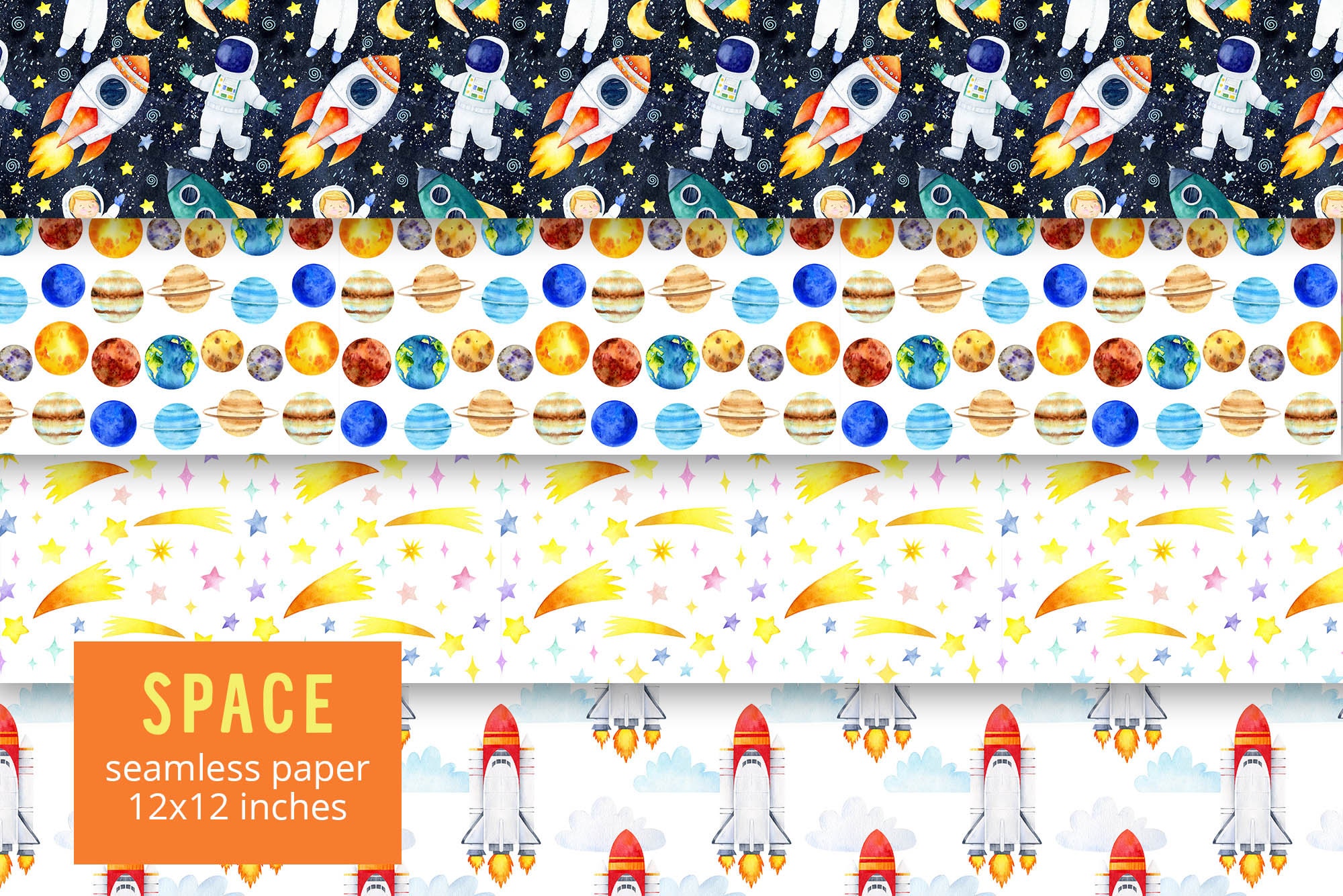Space Seamless Digital Paper Galaxy Colorful Scrapbook Paper | Etsy