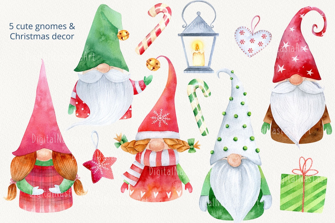Christmas Gnome Clipart Scandinavian Winter Holiday Gnomes - Etsy