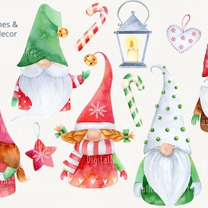 Christmas Gnome Clipart, Scandinavian Winter Holiday Gnomes, Christmas ...