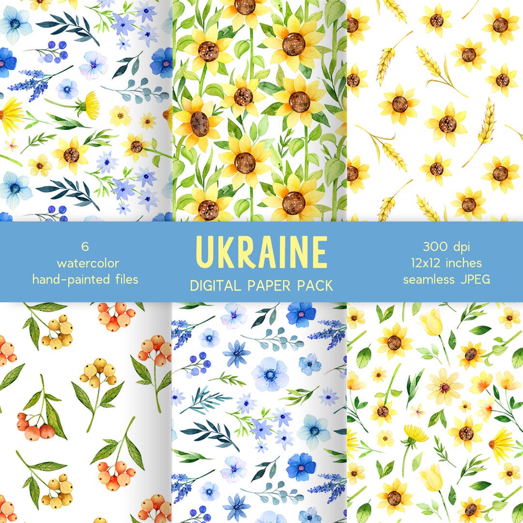Seamless Ukrainian Flower Papers, Wildflowers Greenery Clipart, Ukraine ...
