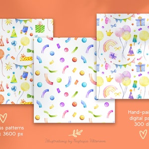 Colorful Digital Seamless Patterns, Happy Birthday Scrapbook Paper ...